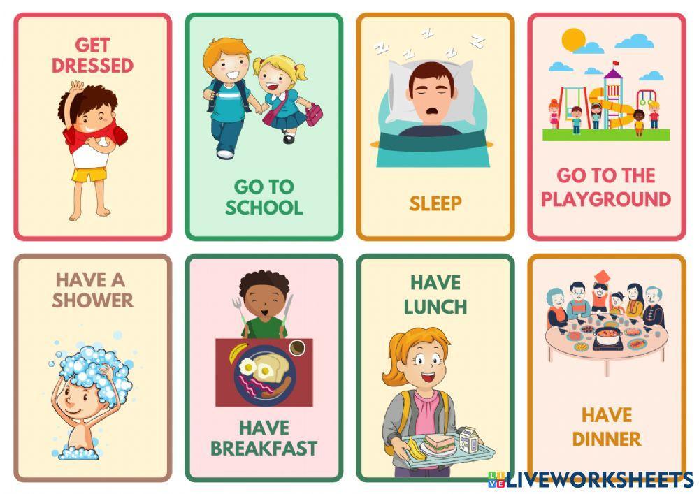 Daily Activities – Set 1 – ESL Flashcards🐑 Transformando seu dia com ... Daily Activities – Set 1 – ESL Flashcards🐑 Transformando seu dia com ...