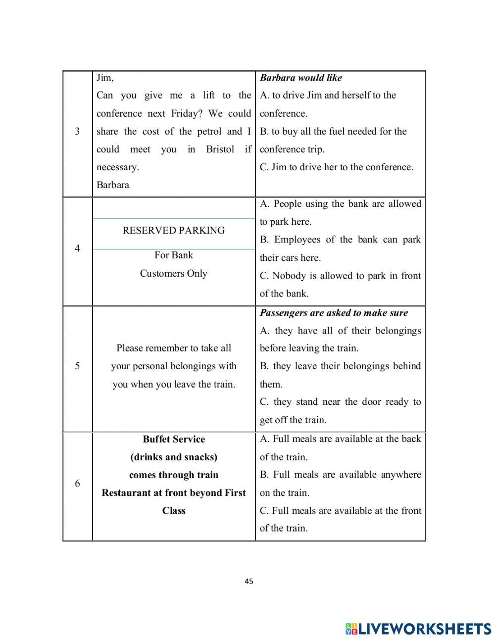 Reading B1 Module 8 online exercise for | Live Worksheets