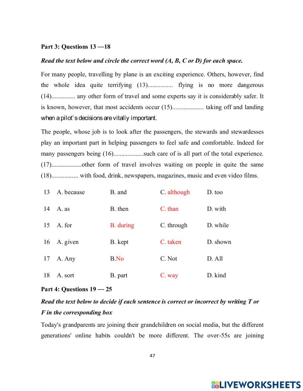 Reading B1 Module 8 online exercise for | Live Worksheets