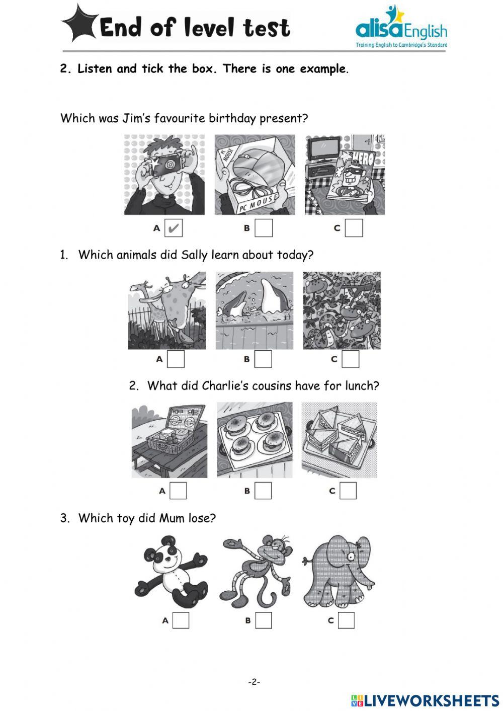 GT4 End of level test 3 online exercise for | Live Worksheets