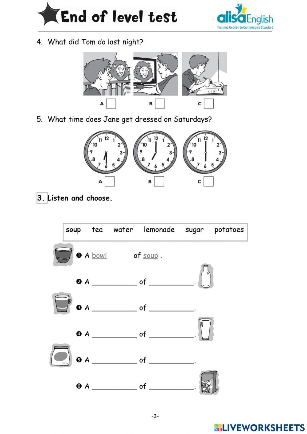 GT4 End of level test 3 online exercise for | Live Worksheets