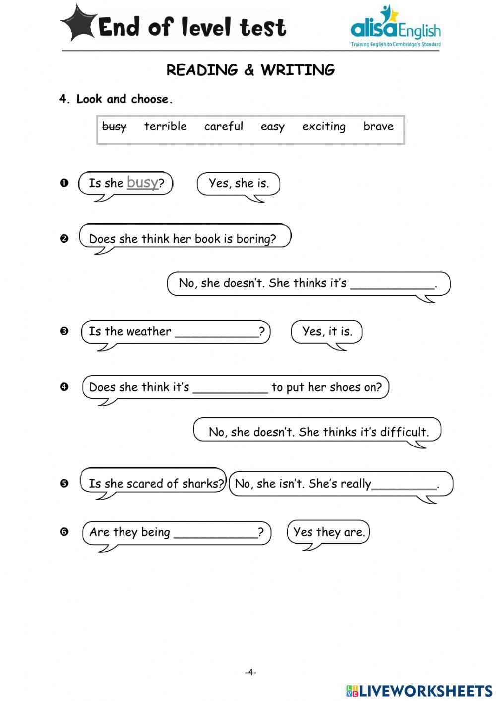 GT4 End of level test 3 online exercise for | Live Worksheets