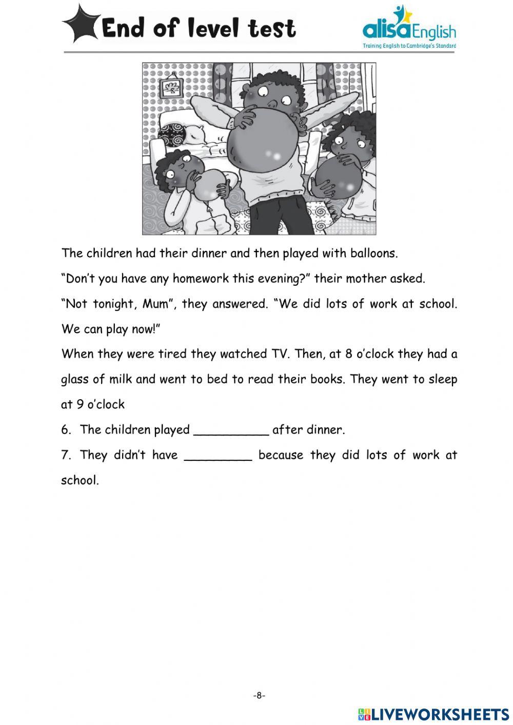 GT4 End of level test 3 online exercise for | Live Worksheets