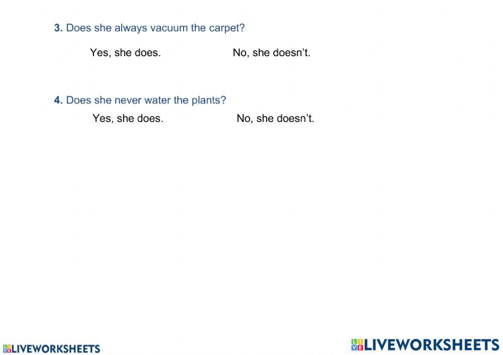 Chores Reading | Free Interactive Worksheets | 1771241