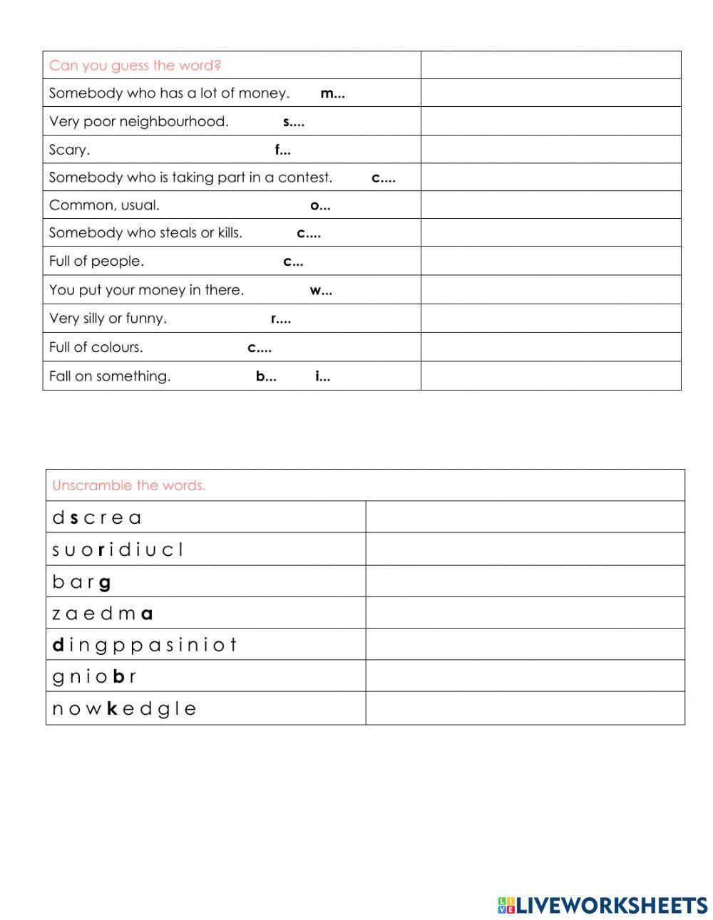 Our world 3 lessons 16-17 worksheet | Live Worksheets