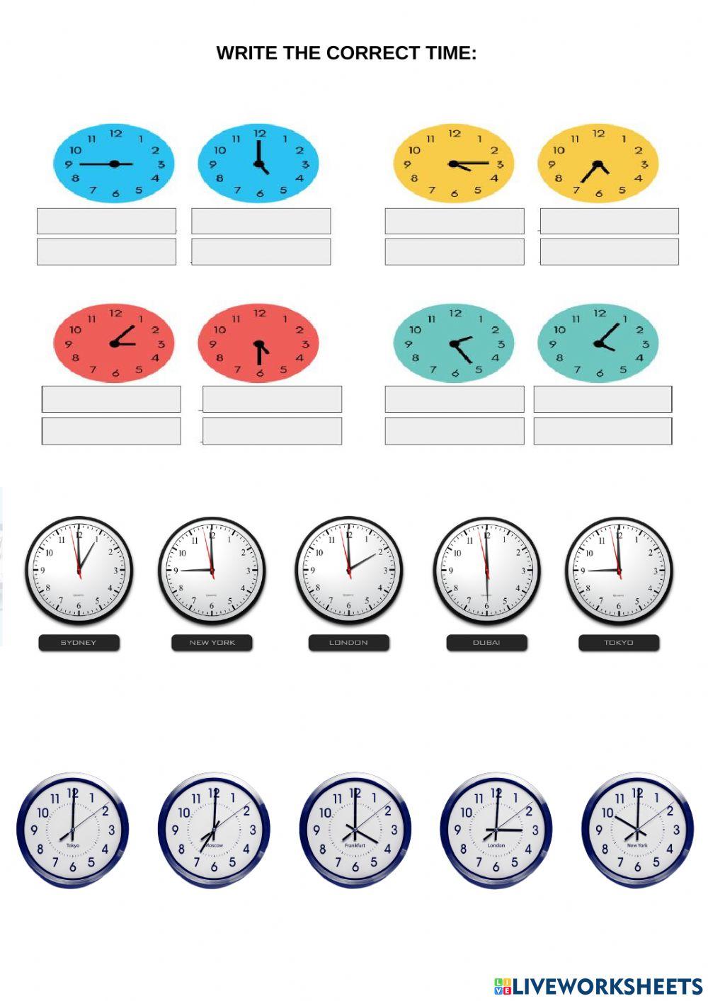Telling the time online exercise for Elementary | Live Worksheets