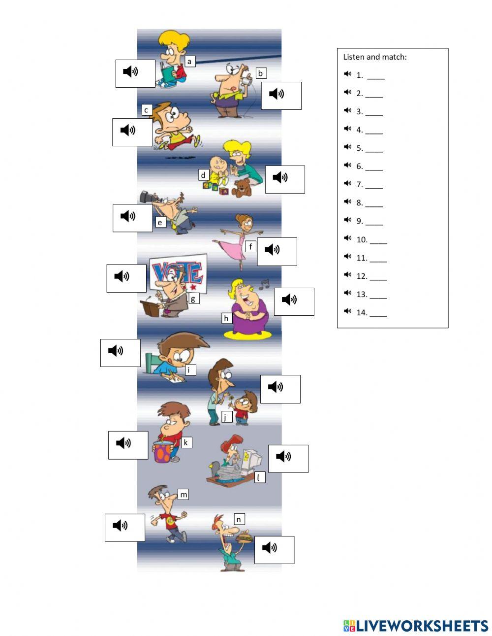 action verbs li… | Free Interactive Worksheets | 6808103