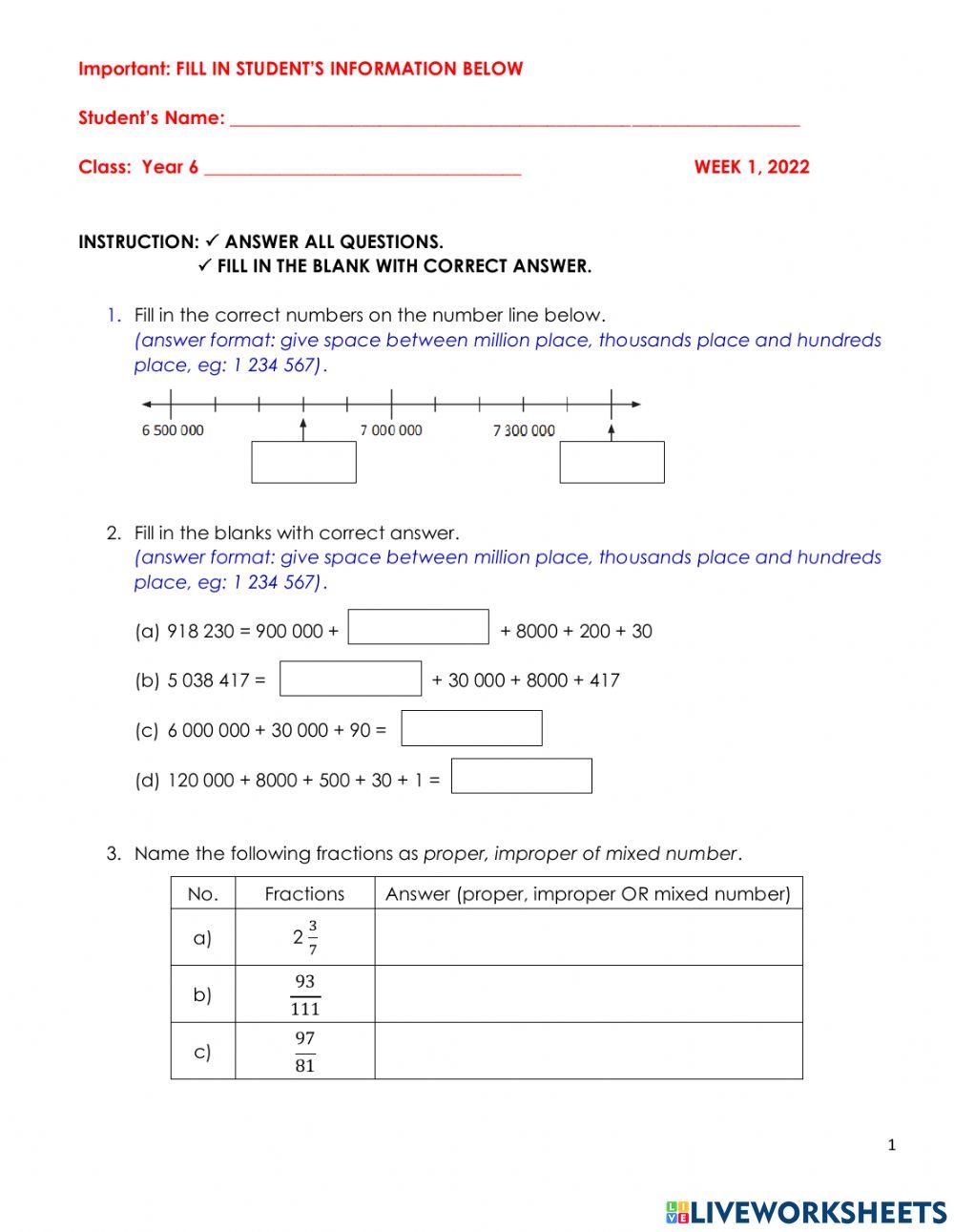 Lesson 4 Math exercise | Live Worksheets