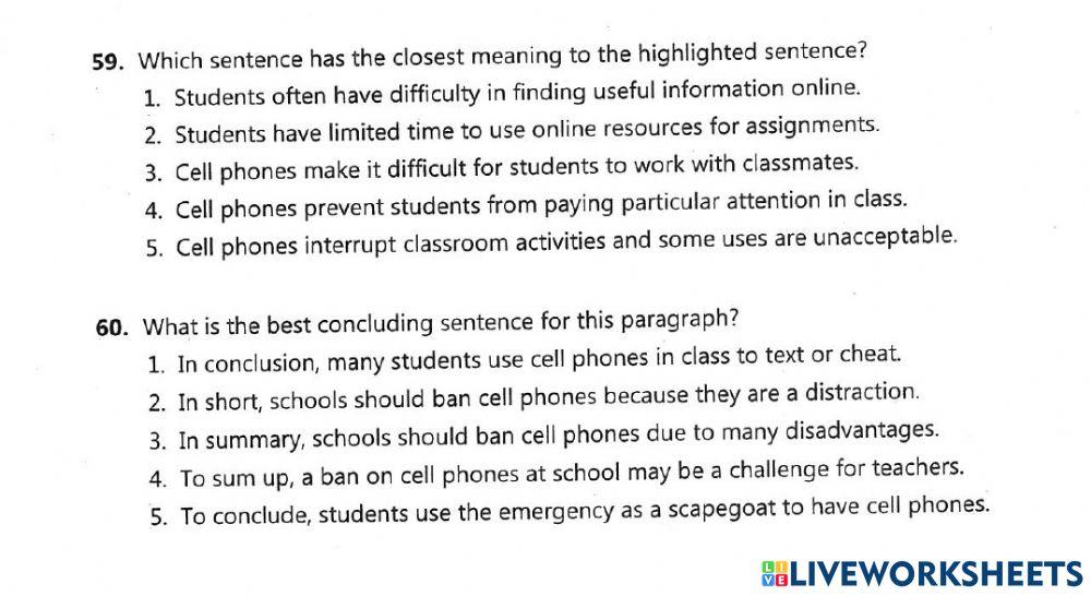 Paragraph writing exercise-5 online exercise for | Live Worksheets