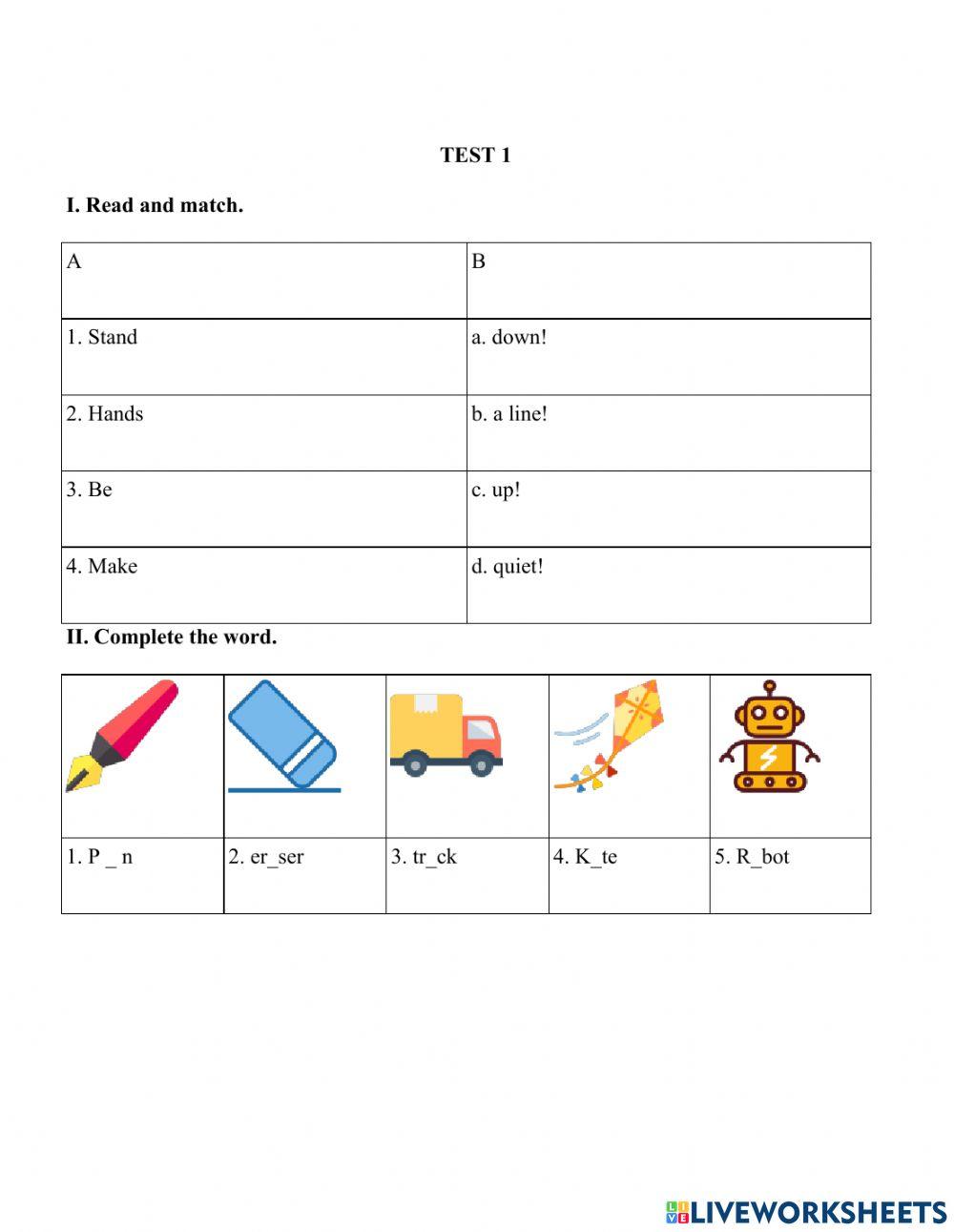 English 2 Final test worksheet | Live Worksheets