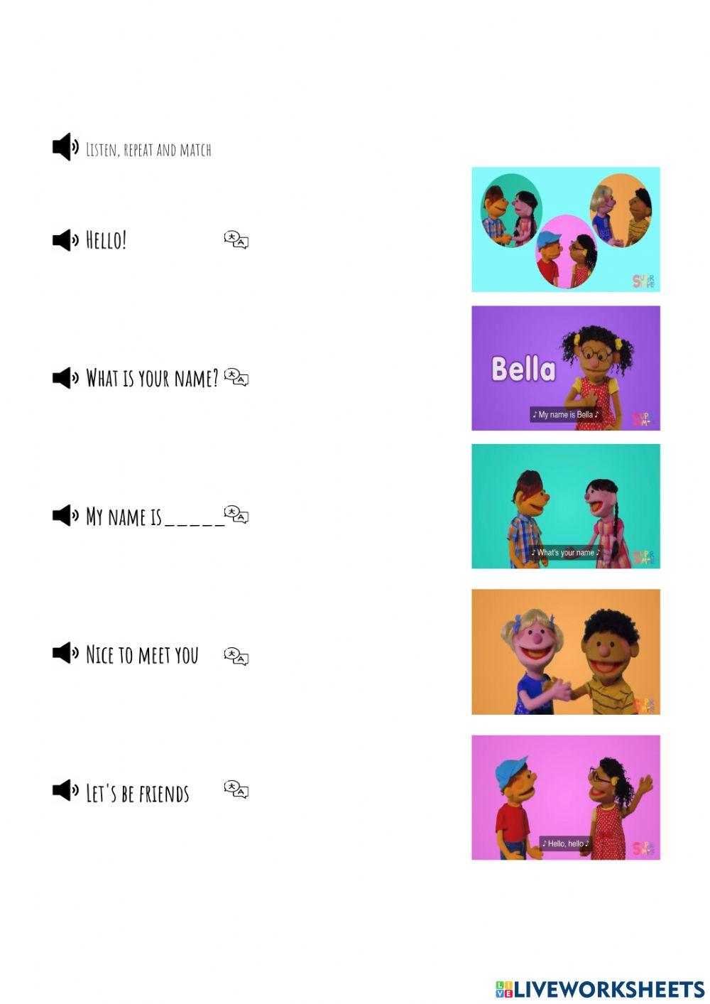 Greetings online exercise for Preschool | Live Worksheets