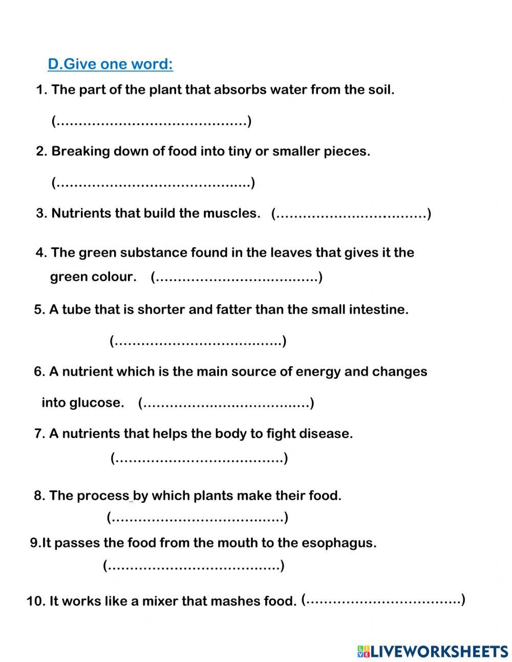 g3 Final Revision2021 F.T science online exercise for | Live Worksheets