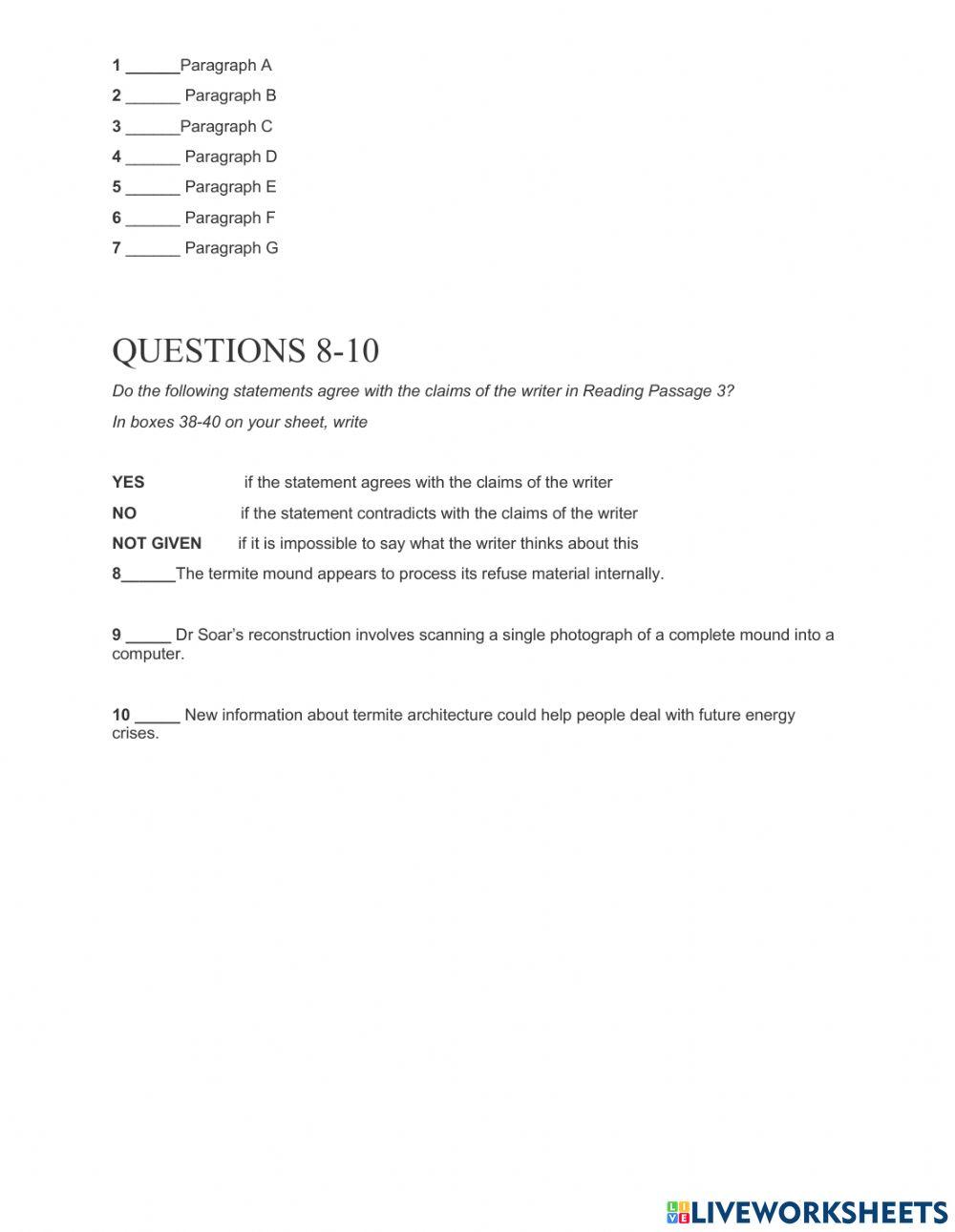 Final test Reading and Listening IELTS Basic worksheet | Live Worksheets