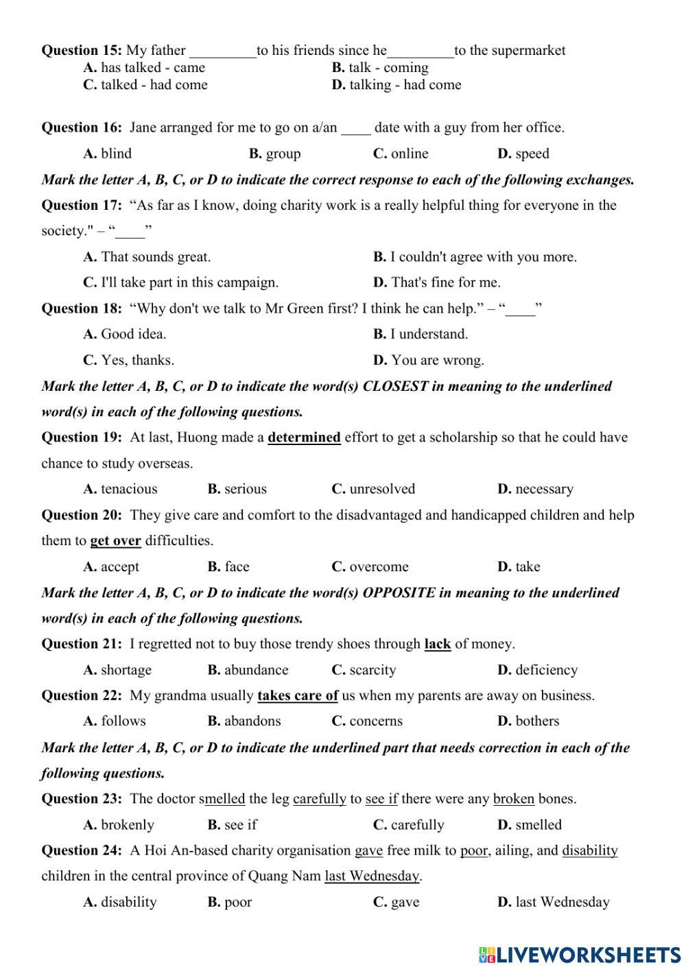 Dt on thi hk1 8-1-2022 worksheet | Live Worksheets