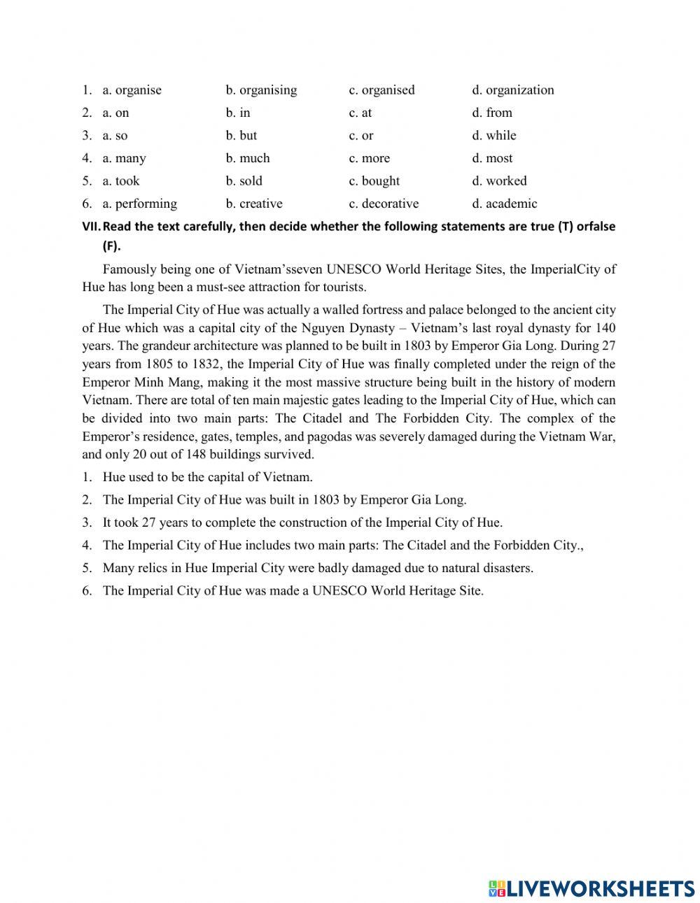 English 7 Review 9 0847 | Đo | Live Worksheets