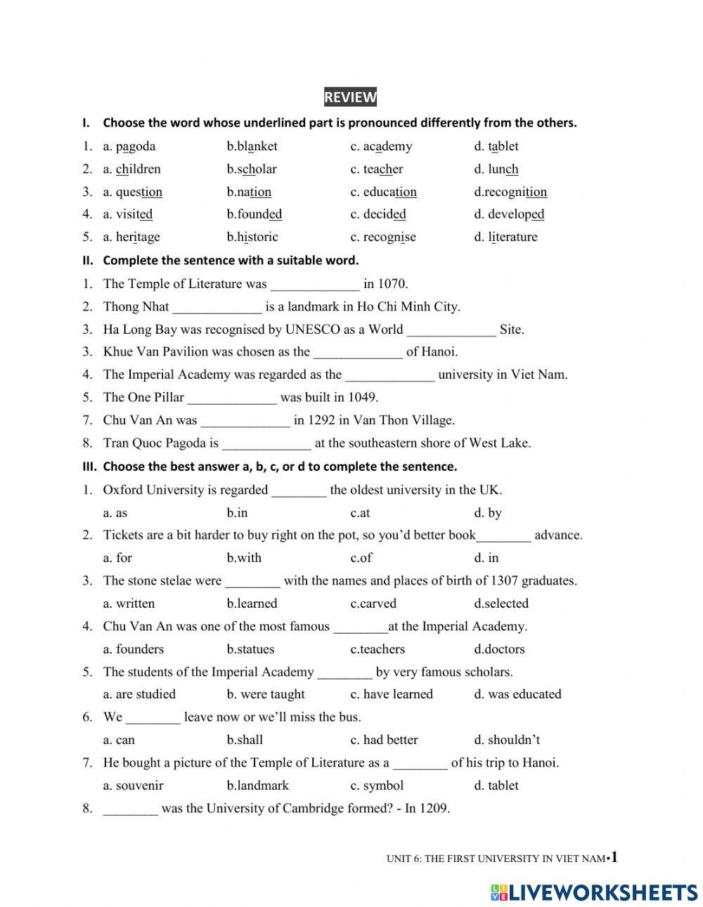 English 7 Review 10 1779335 | Đo | LiveWorksheets