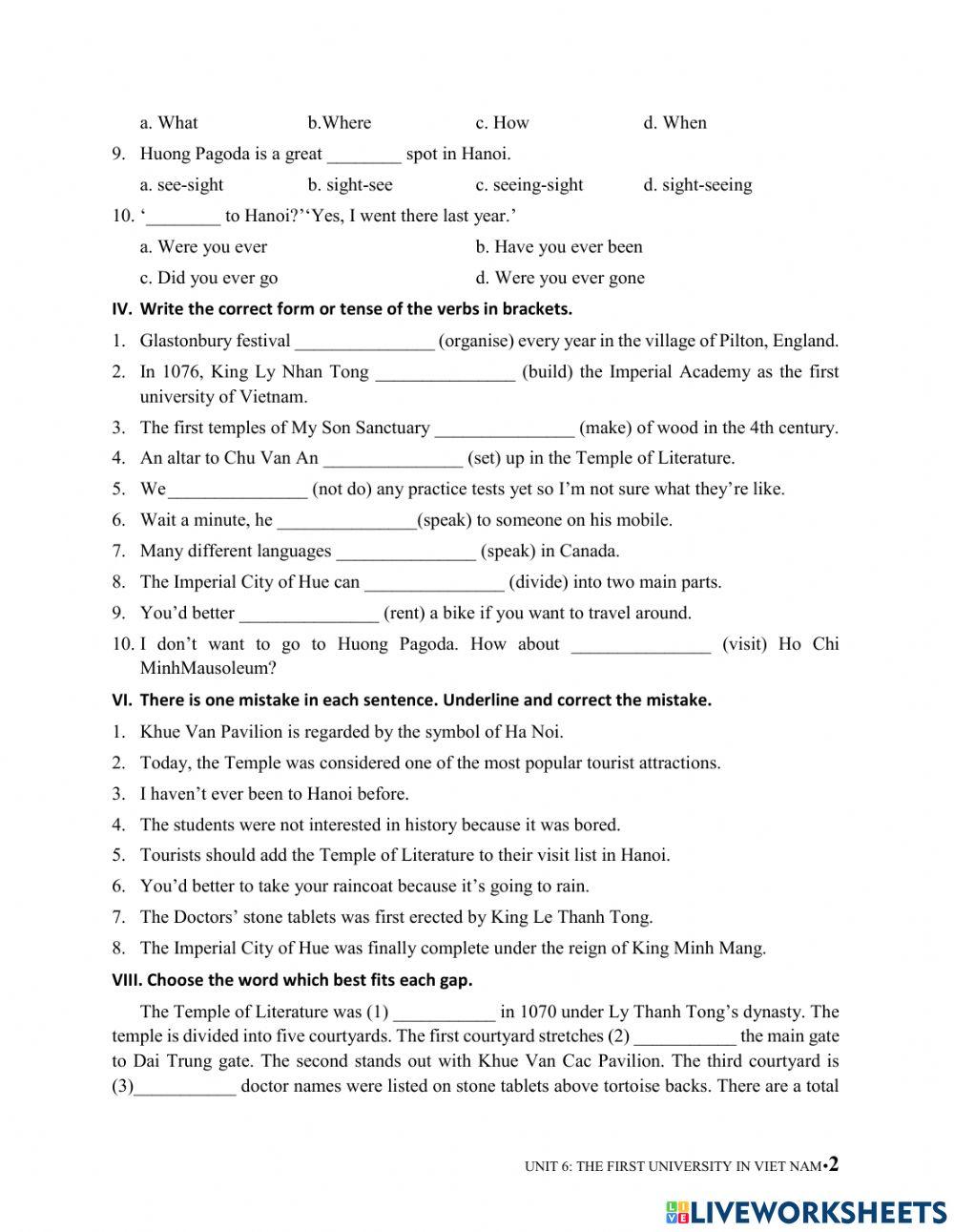 English 7 Review 10 1779335 | Đo | LiveWorksheets