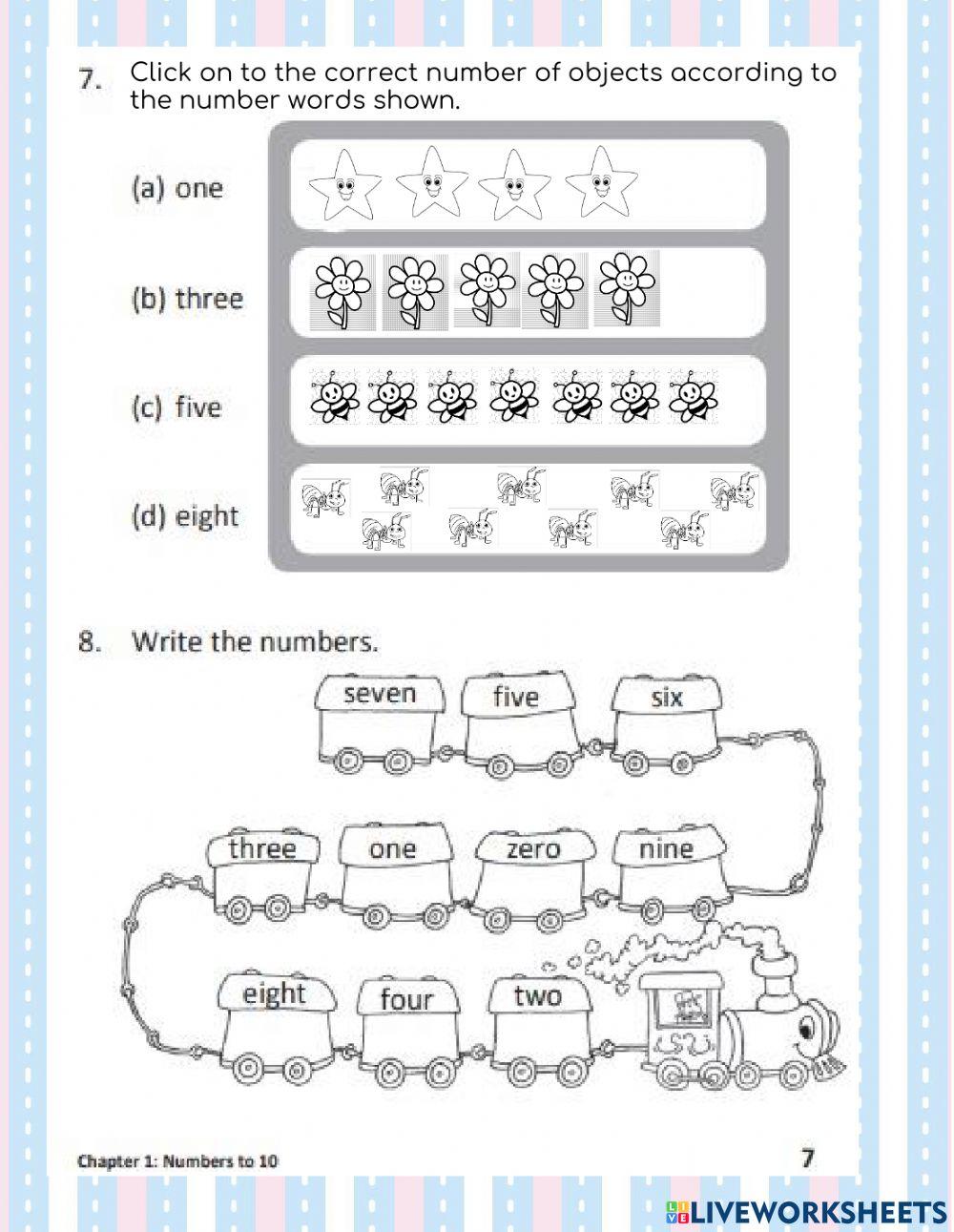Numbers To 10 Interactive Worksheet For 1 Live Worksheets Numbers To 10 Interactive Worksheet For 1 Live Worksheets