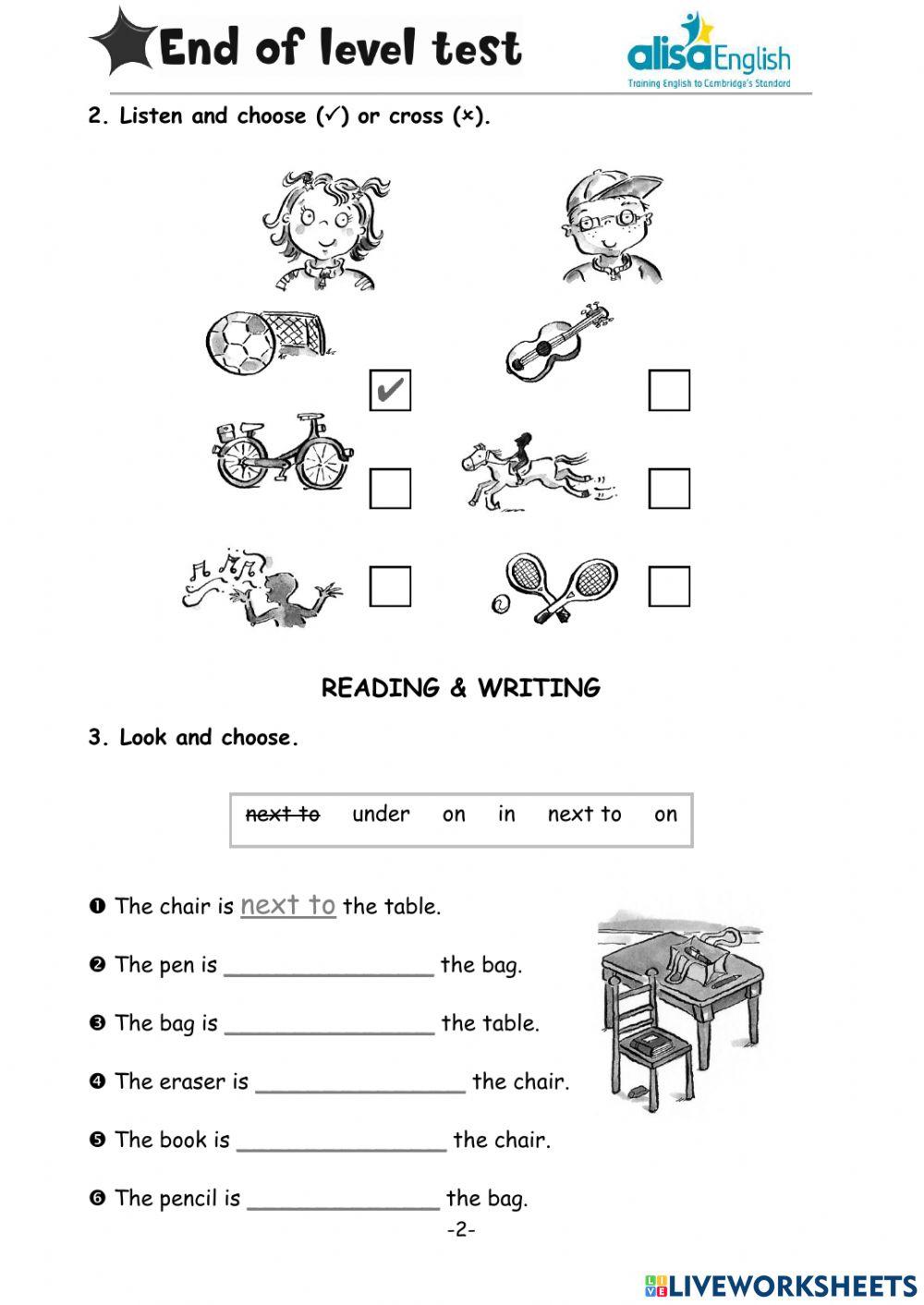 GT1 End of level test online exercise for | Live Worksheets