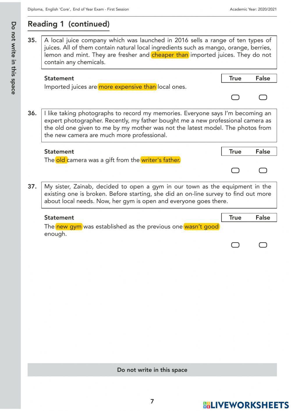 12 TF S1 2021 online exercise for | Live Worksheets