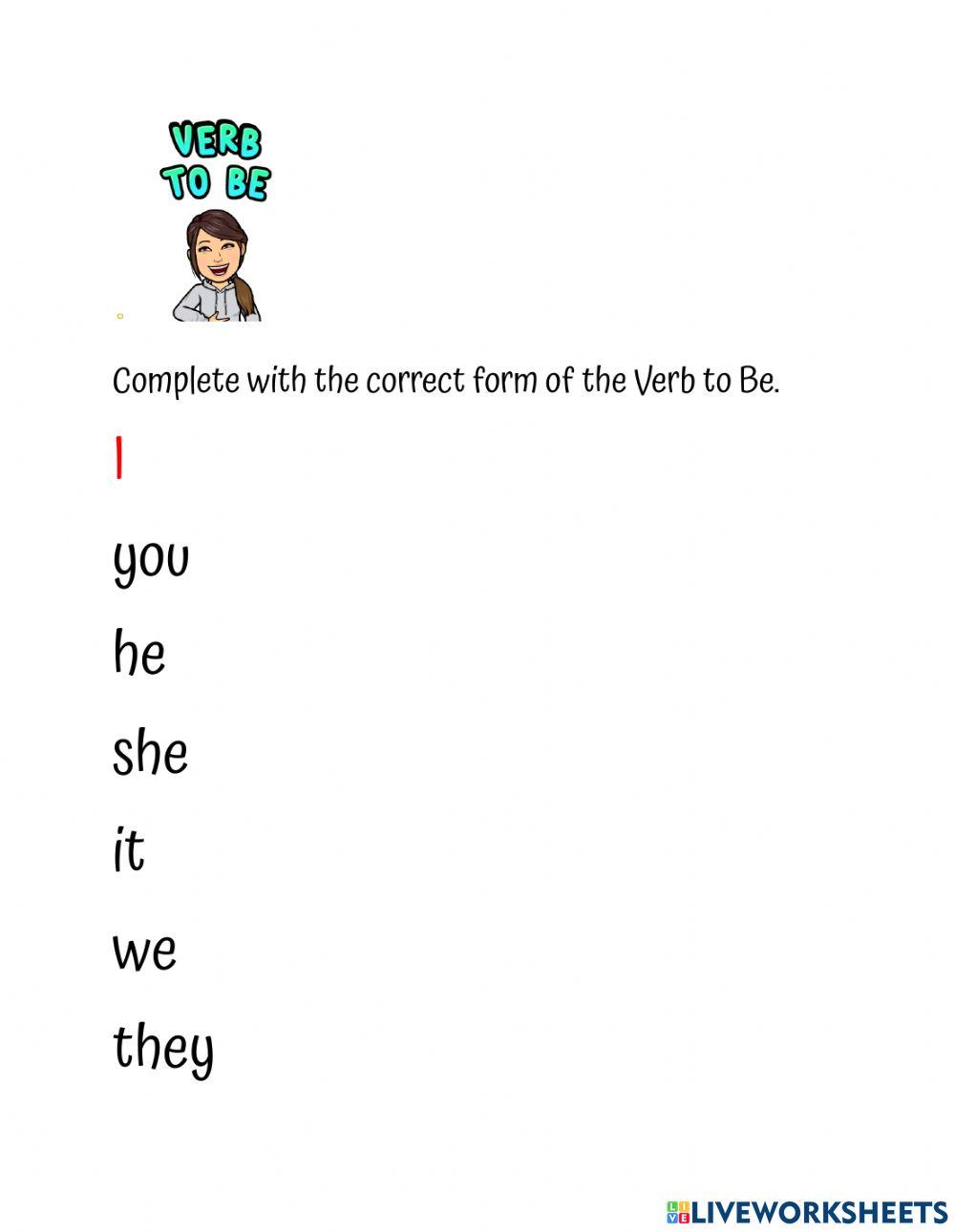 Verb to be online exercise for First Grade | Live Worksheets