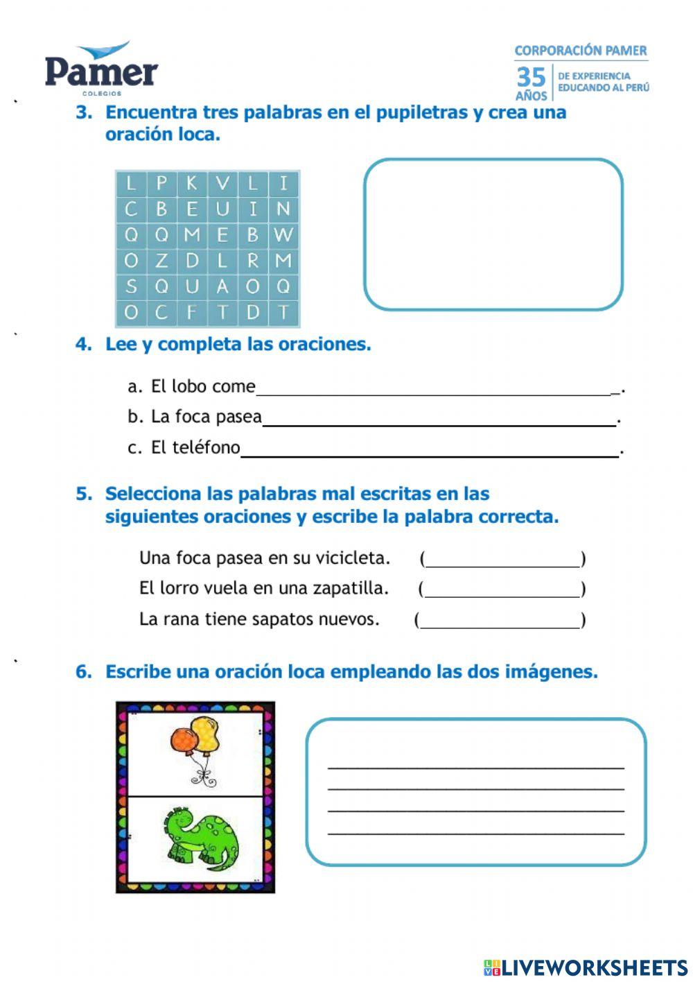 Oraciones locas 1780156 | MissDiana21 | Live Worksheets