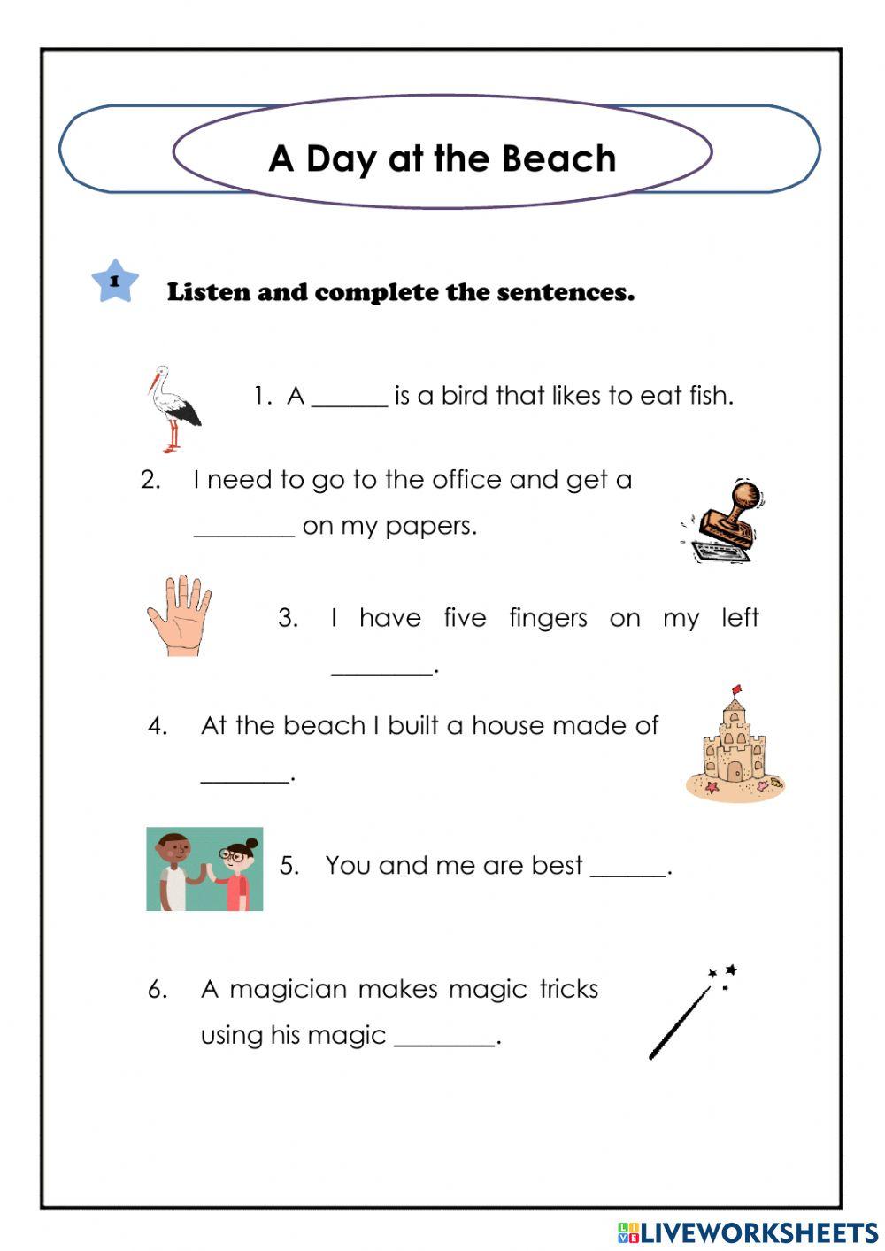 A day at the peach worksheet | Live Worksheets