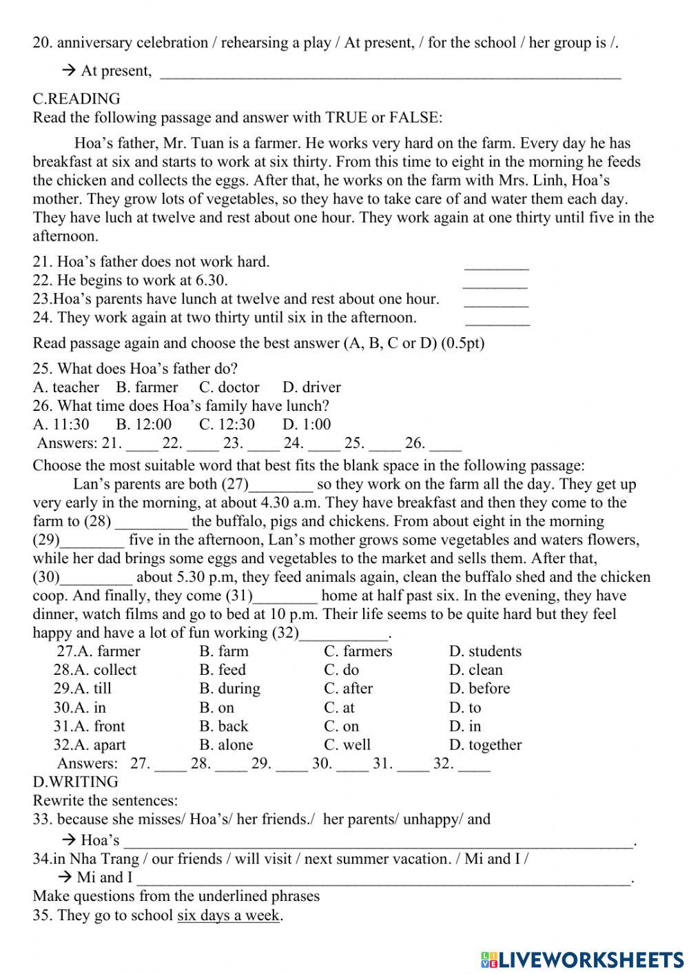 7 - Revision Sem 1 - Week 17BLT interactive worksheet | Live Worksheets