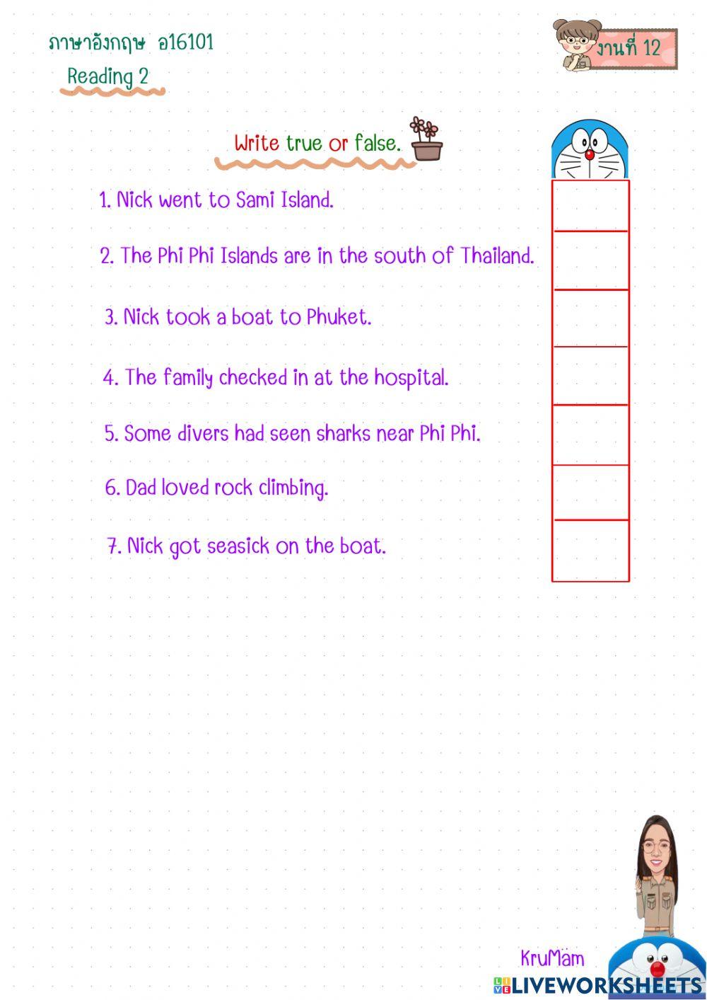 Reading2 p6-12 worksheet | Live Worksheets
