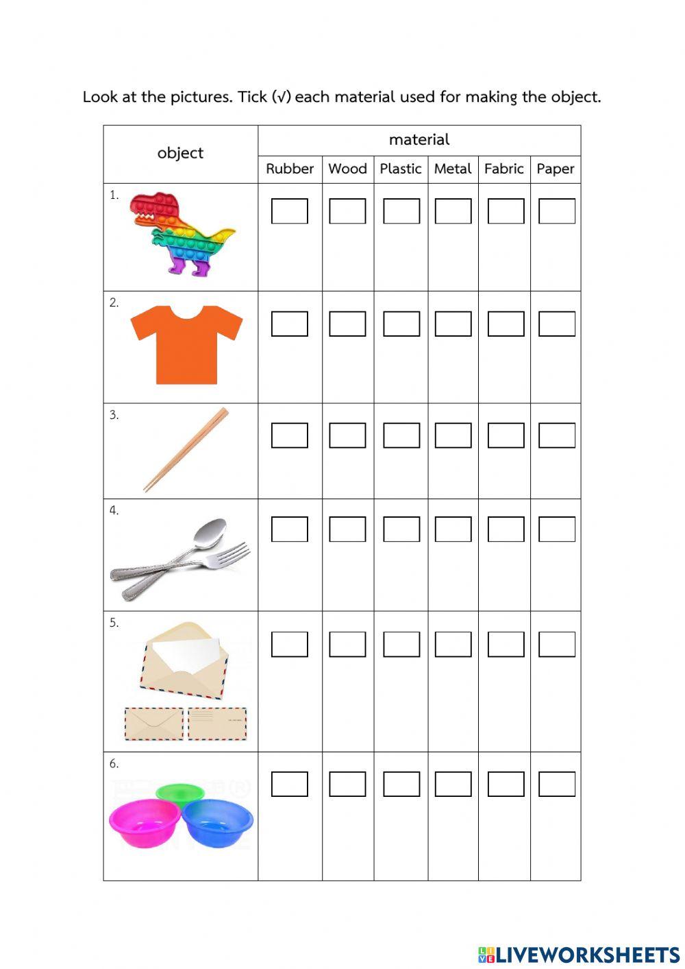 material P.1 | Narumon0212 | Live Worksheets