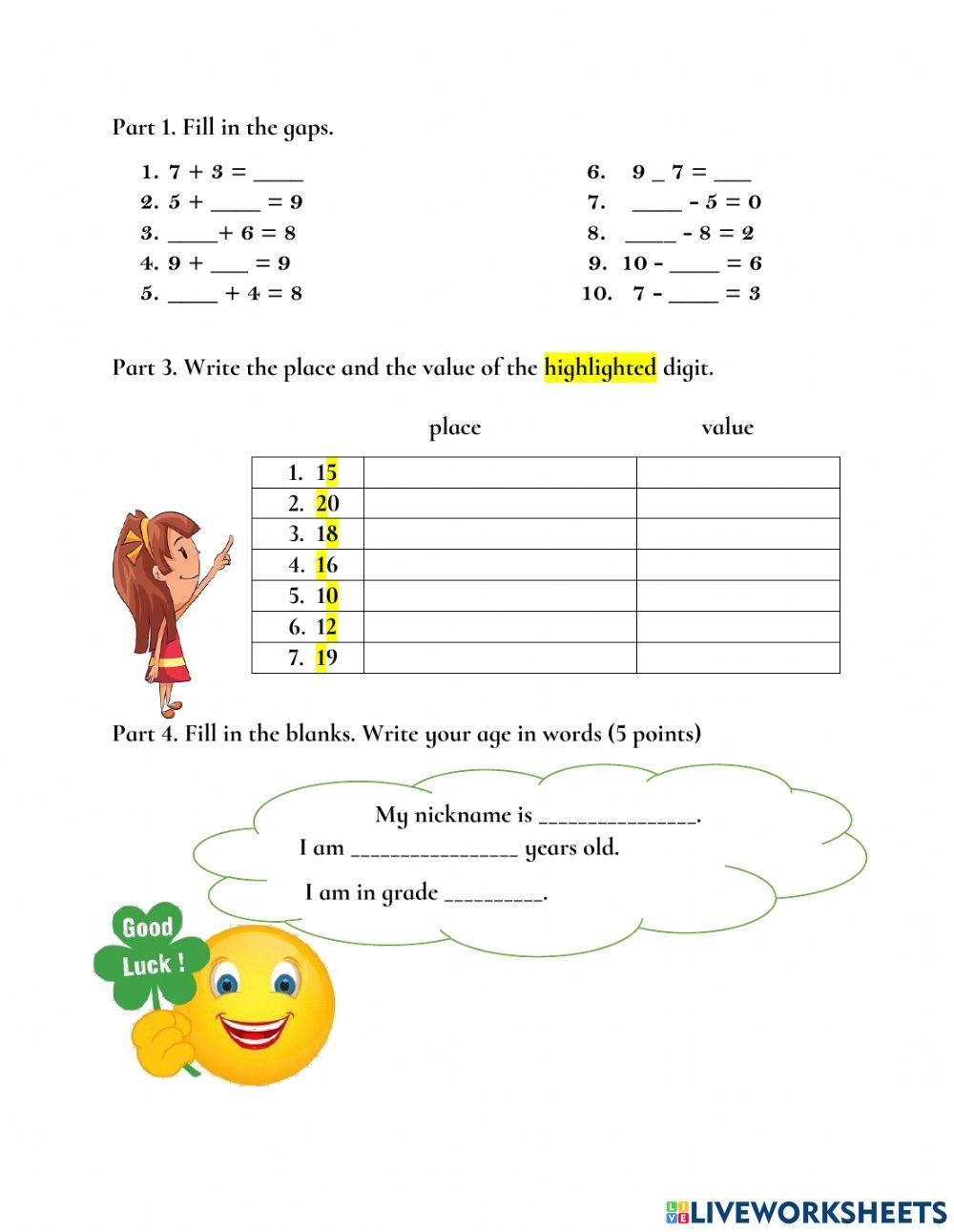 1777010 | Grade 1- math | Arlyne Allawa | LiveWorksheets