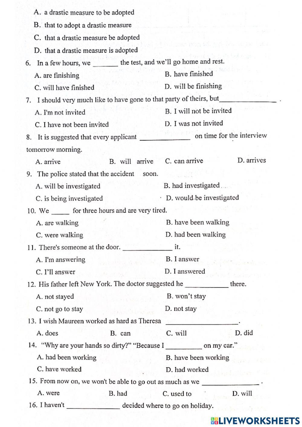 Tenses Exercises activity | Live Worksheets