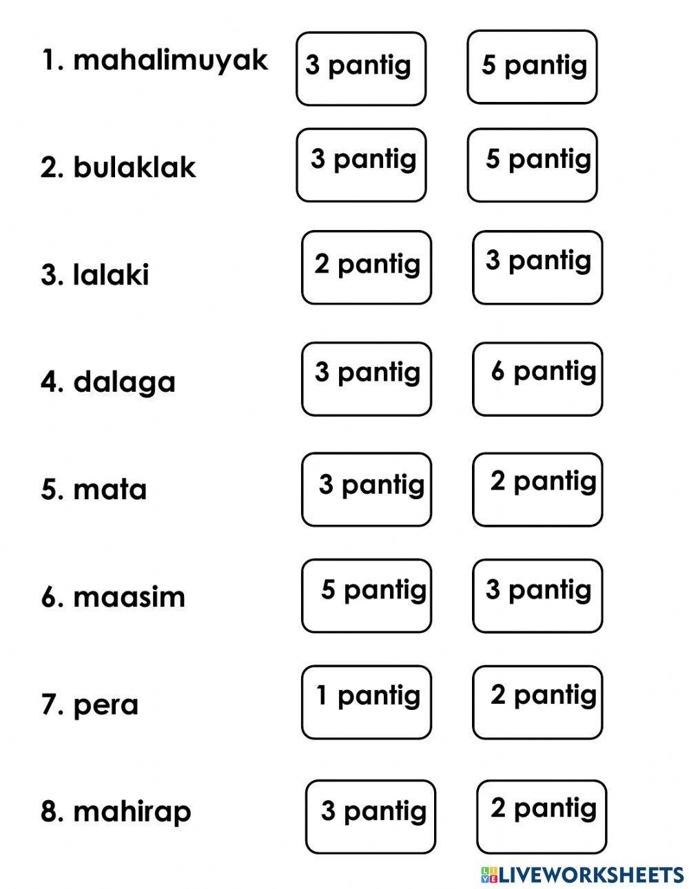 Pagpapantig online exercise for | Live Worksheets