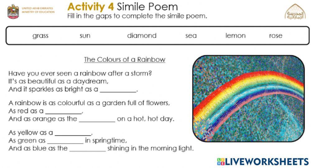 Similes | Ameena2020 | Live Worksheets