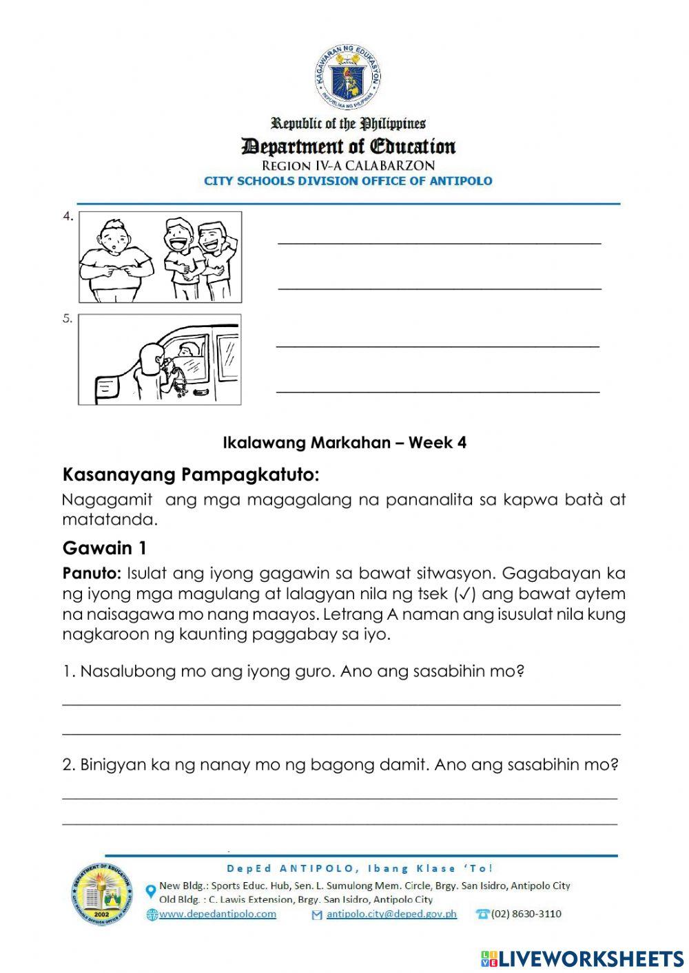 Q2,ESP-Gr2-LAS-Week 3-4 worksheet | Live Worksheets
