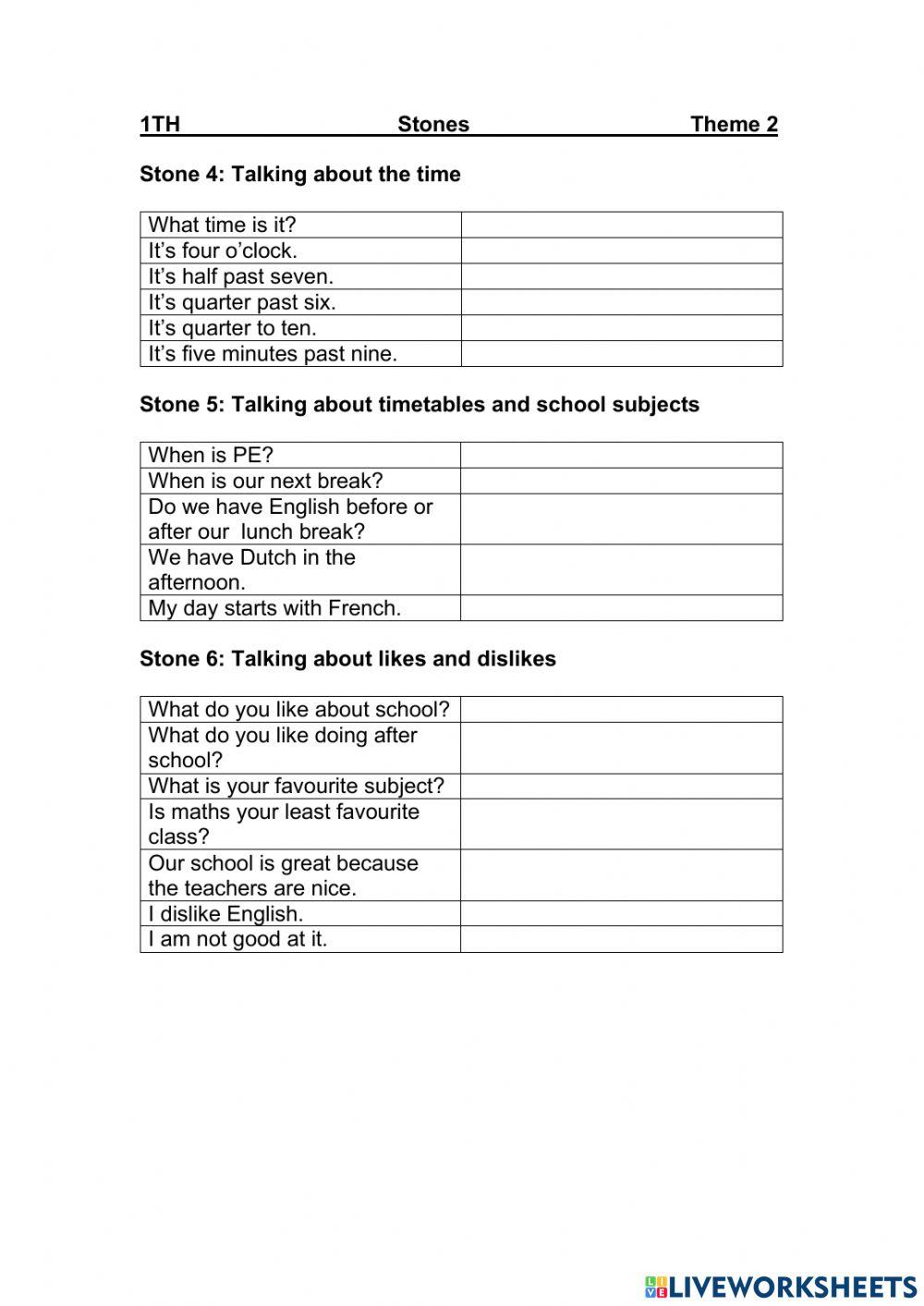 Stones theme 2 1781322 | Inge de Kloet | Live Worksheets