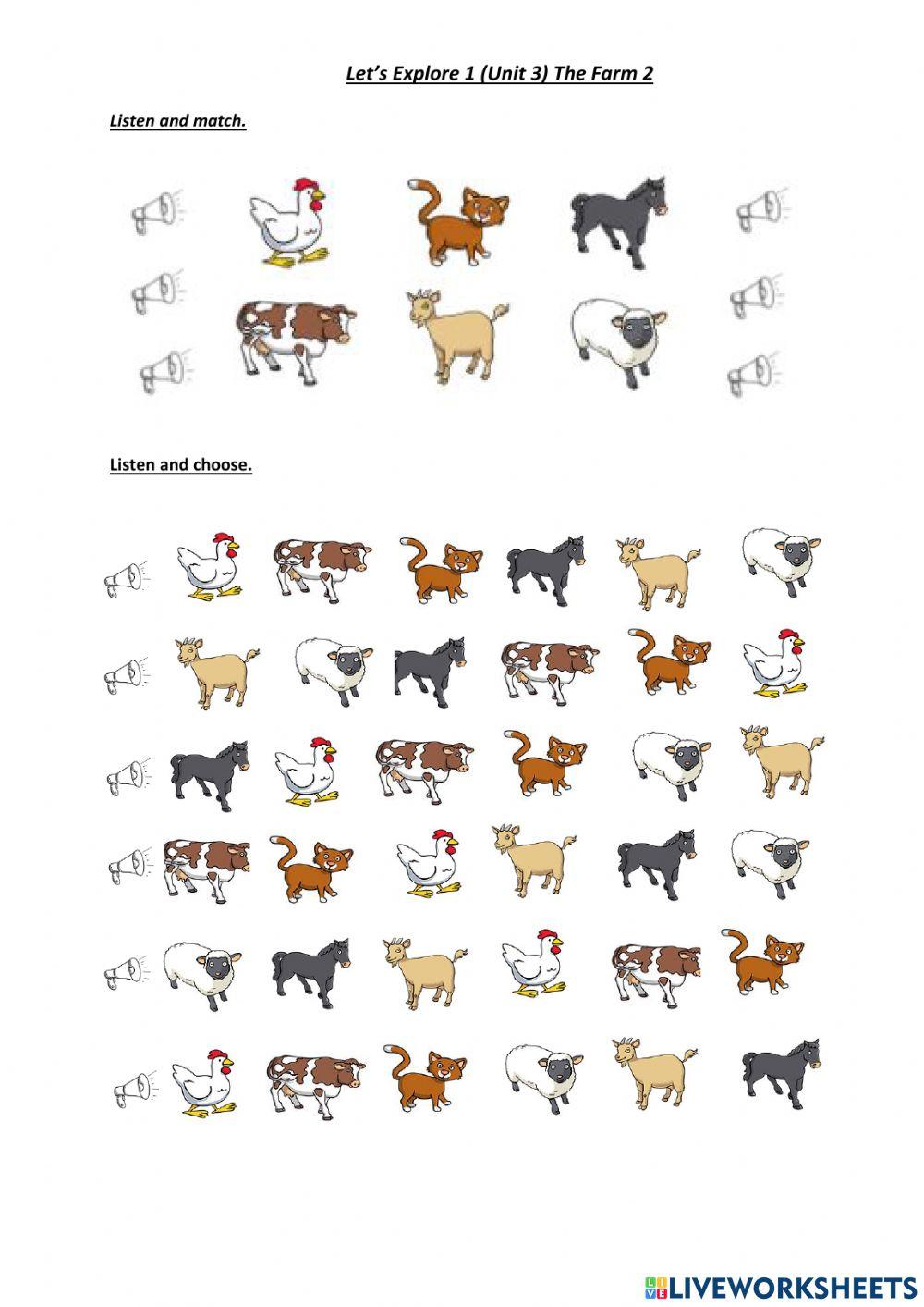 Let's Explore (Unit 3) The Farm 2 online exercise for | Live Worksheets