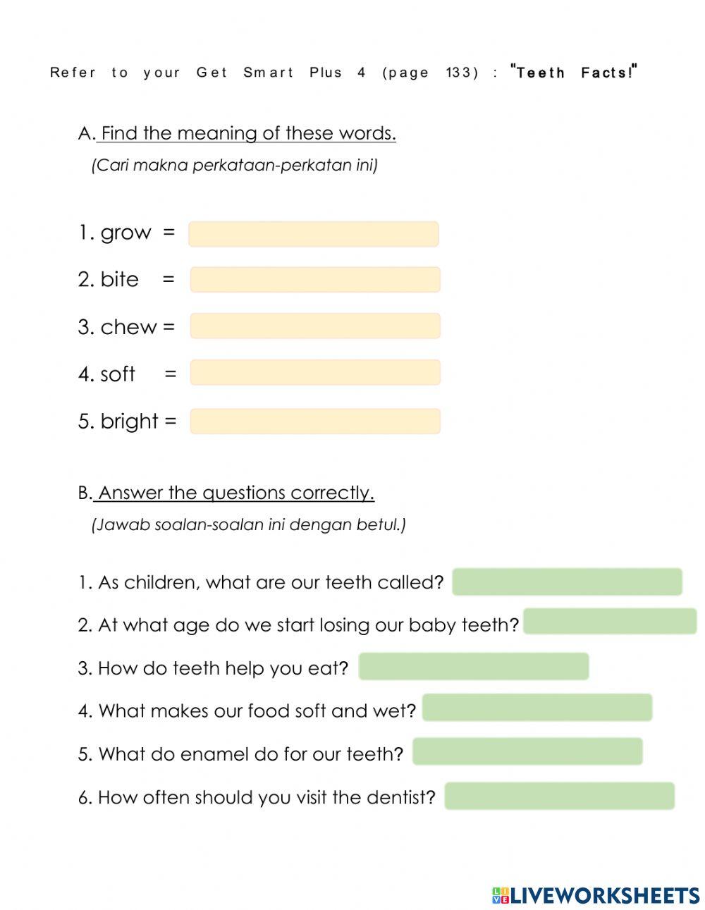 Teetch Facts! CLIL 5 worksheet | Live Worksheets