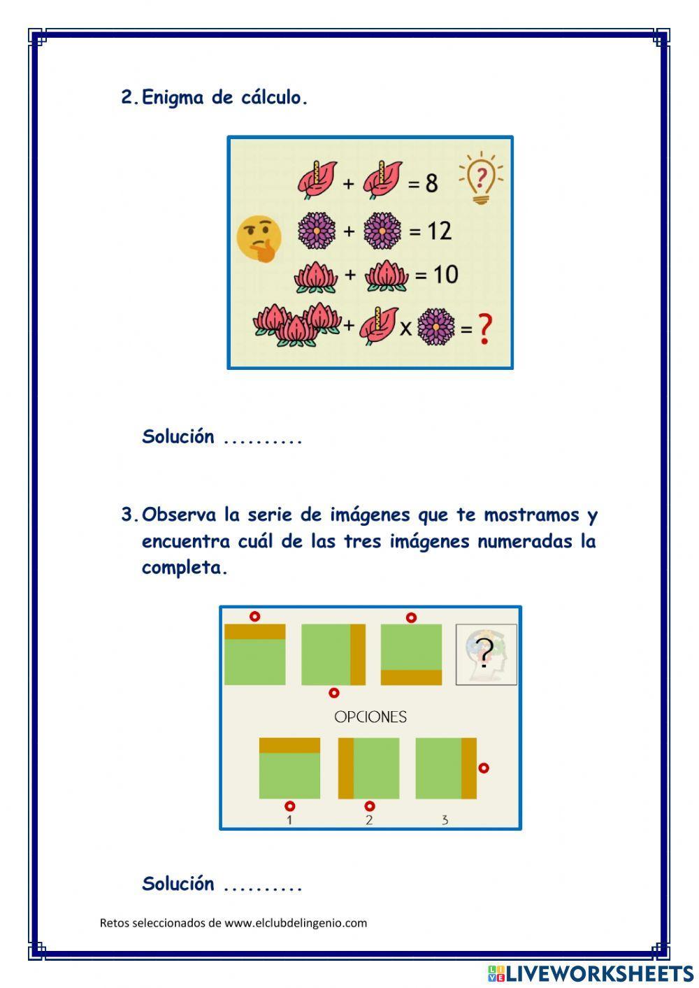 Retos Matemátic… | Free Interactive Worksheets | 1781924
