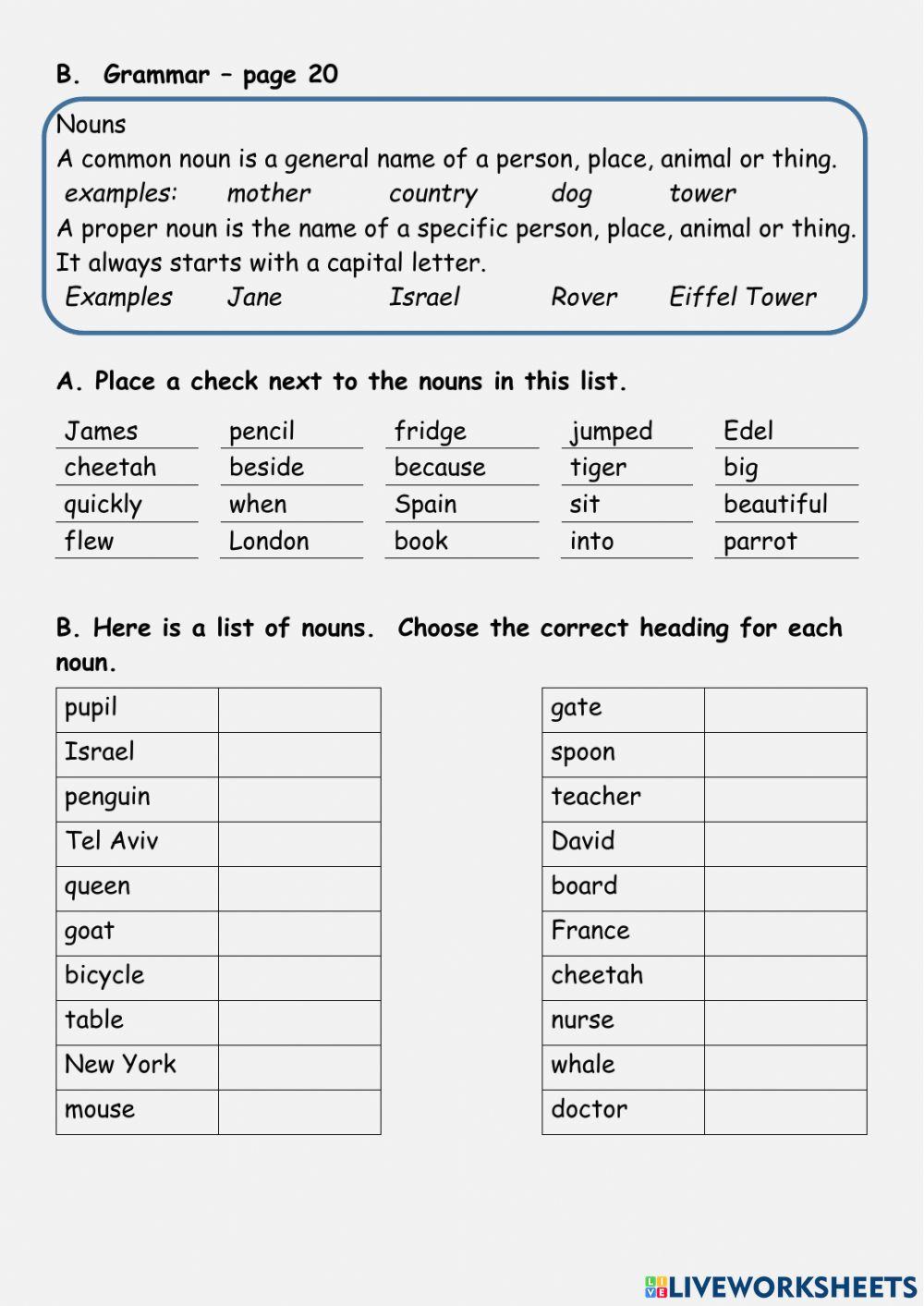 Nouns online exercise for 4 | Live Worksheets