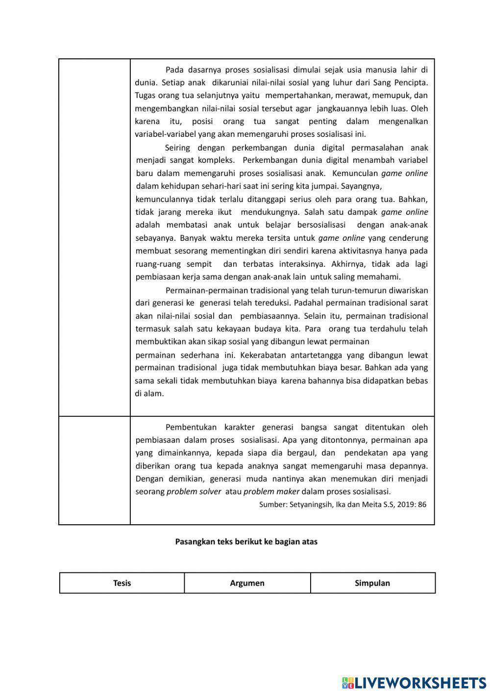 Teks tanggapan interactive activity | Live Worksheets