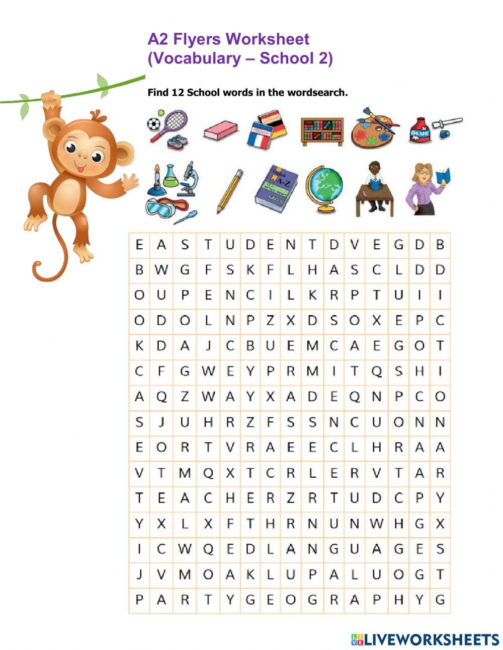 A2 Flyers Works… | Free Interactive Worksheets | 1782425