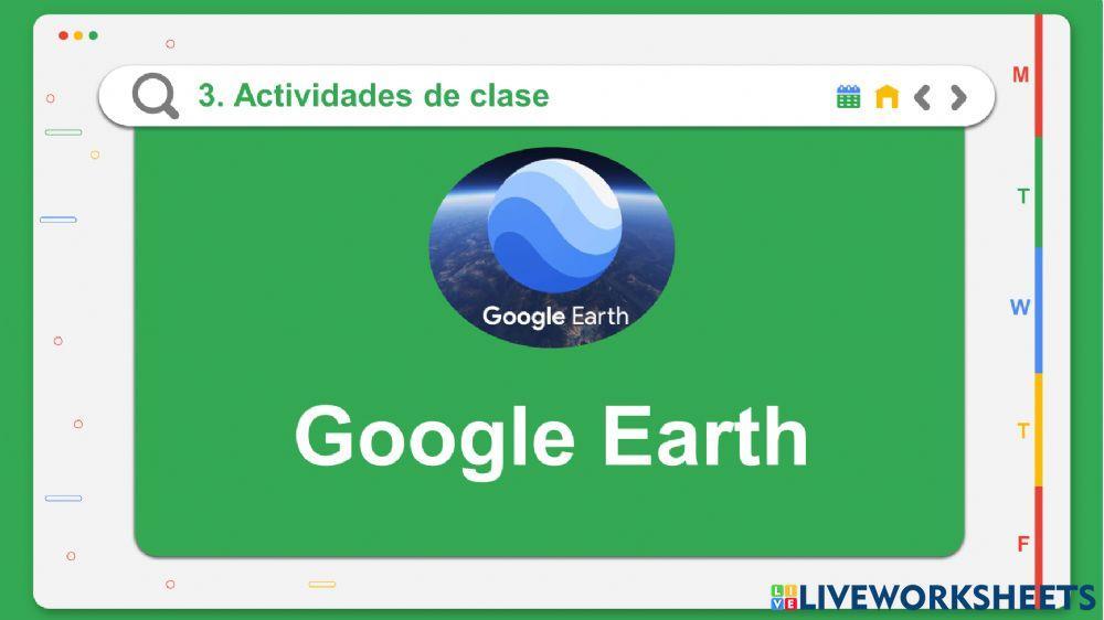 Actividad en clase Google Earth worksheet | Live Worksheets