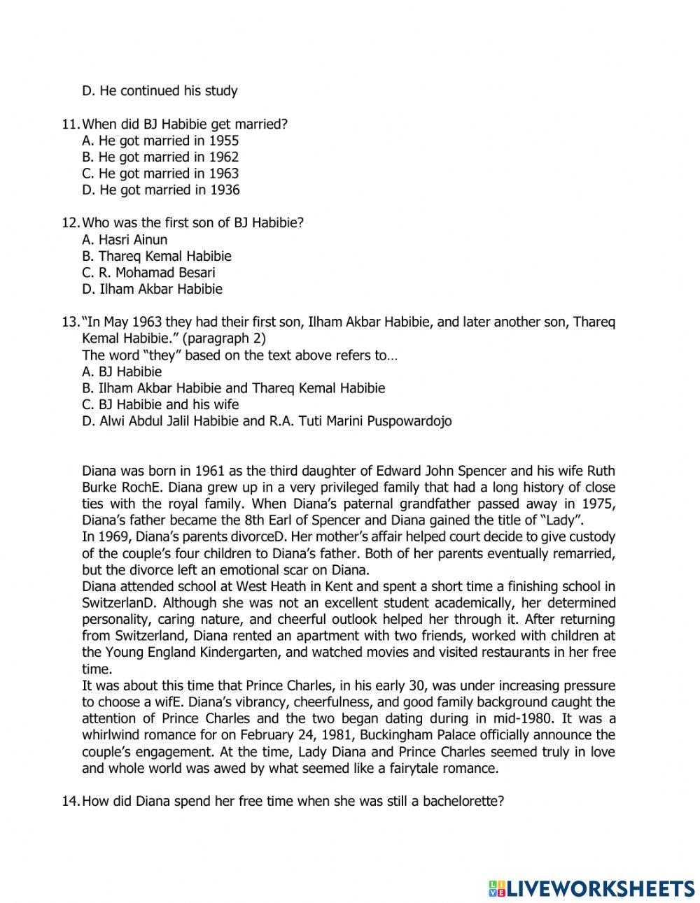 LATIHAN BIOGRAPHY TEXT online exercise for | Live Worksheets