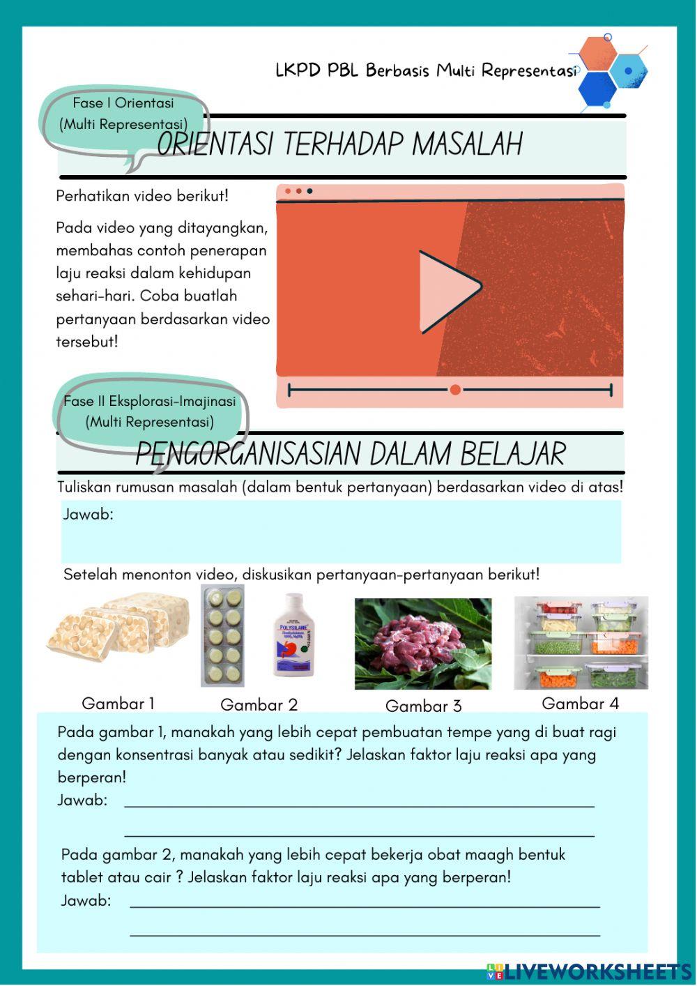 LKPD PBL Multirepresentasi worksheet | Live Worksheets