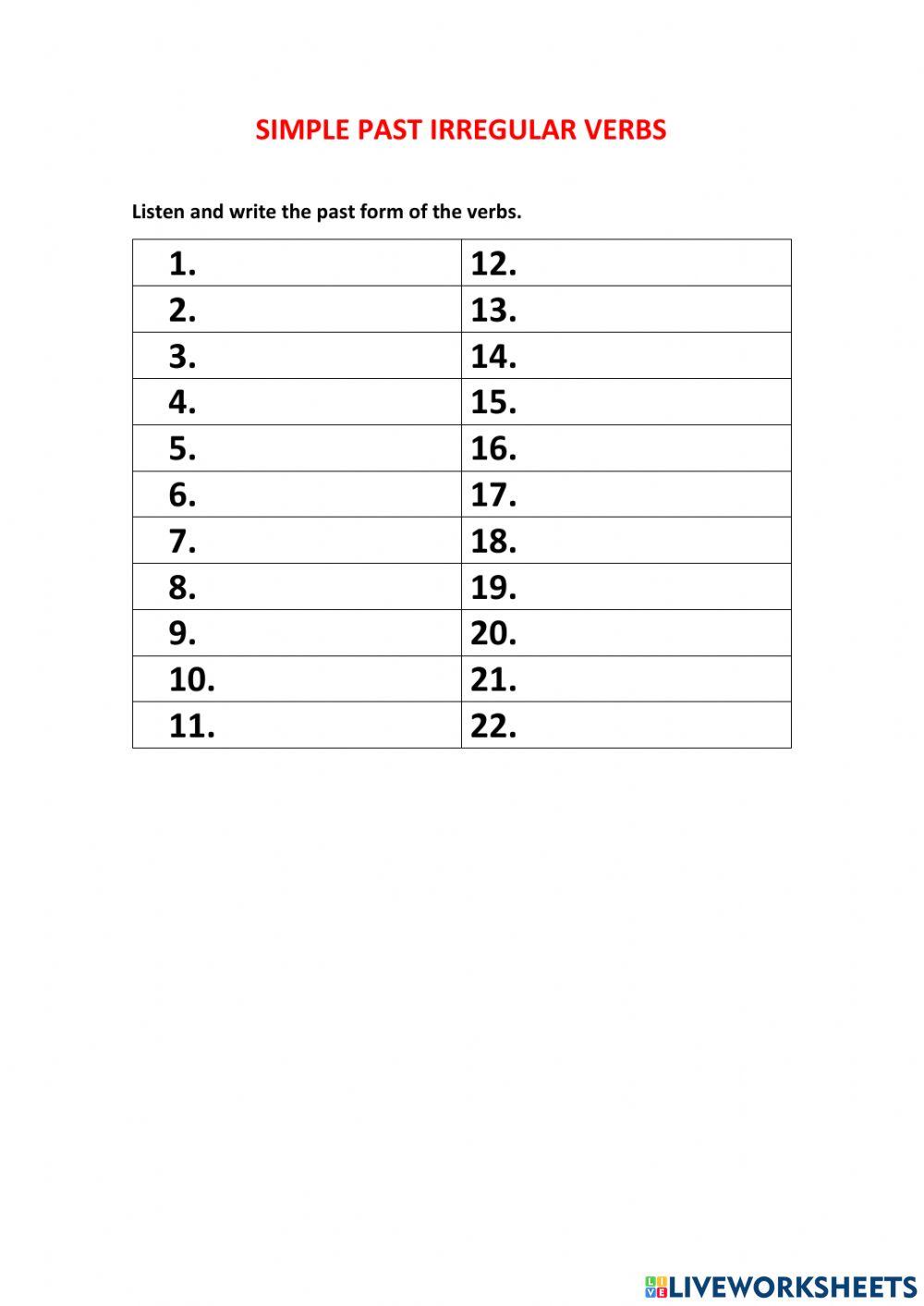 IRREGULAR VERB 3 online exercise for | Live Worksheets