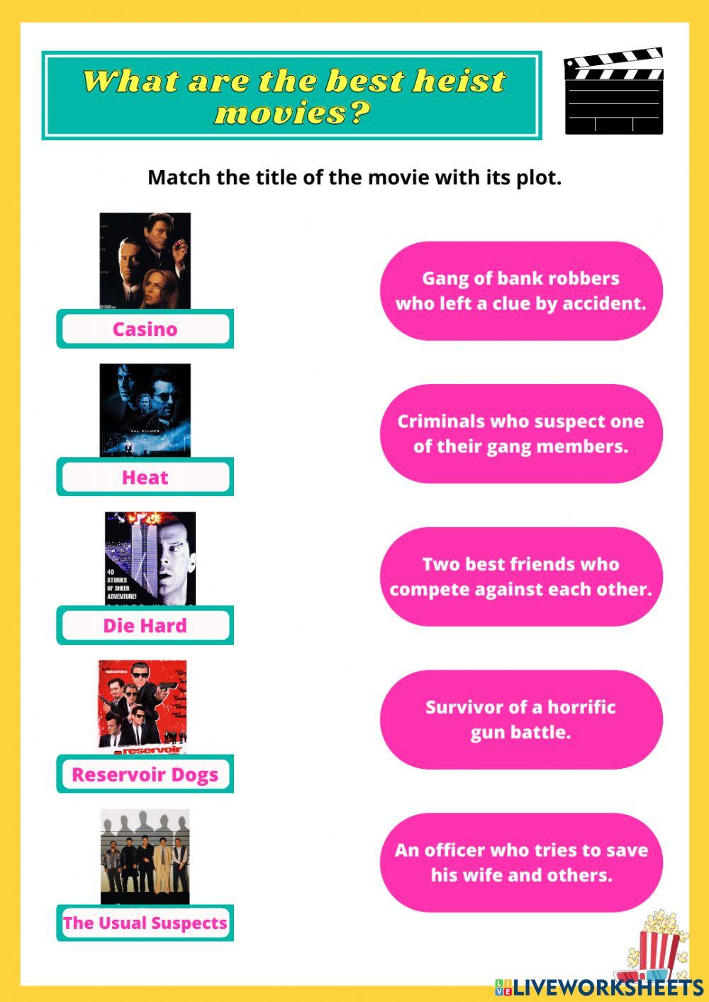 What are the best heist movies? worksheet | Live Worksheets