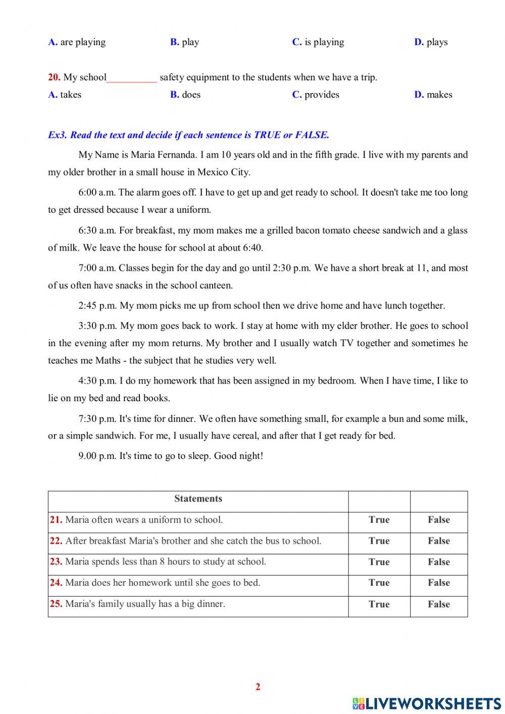 Free time online exercise for 7 | Live Worksheets