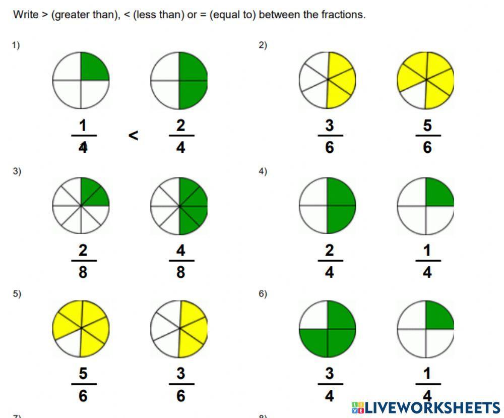 Comparing fract… | Free Interactive Worksheets | 2171737