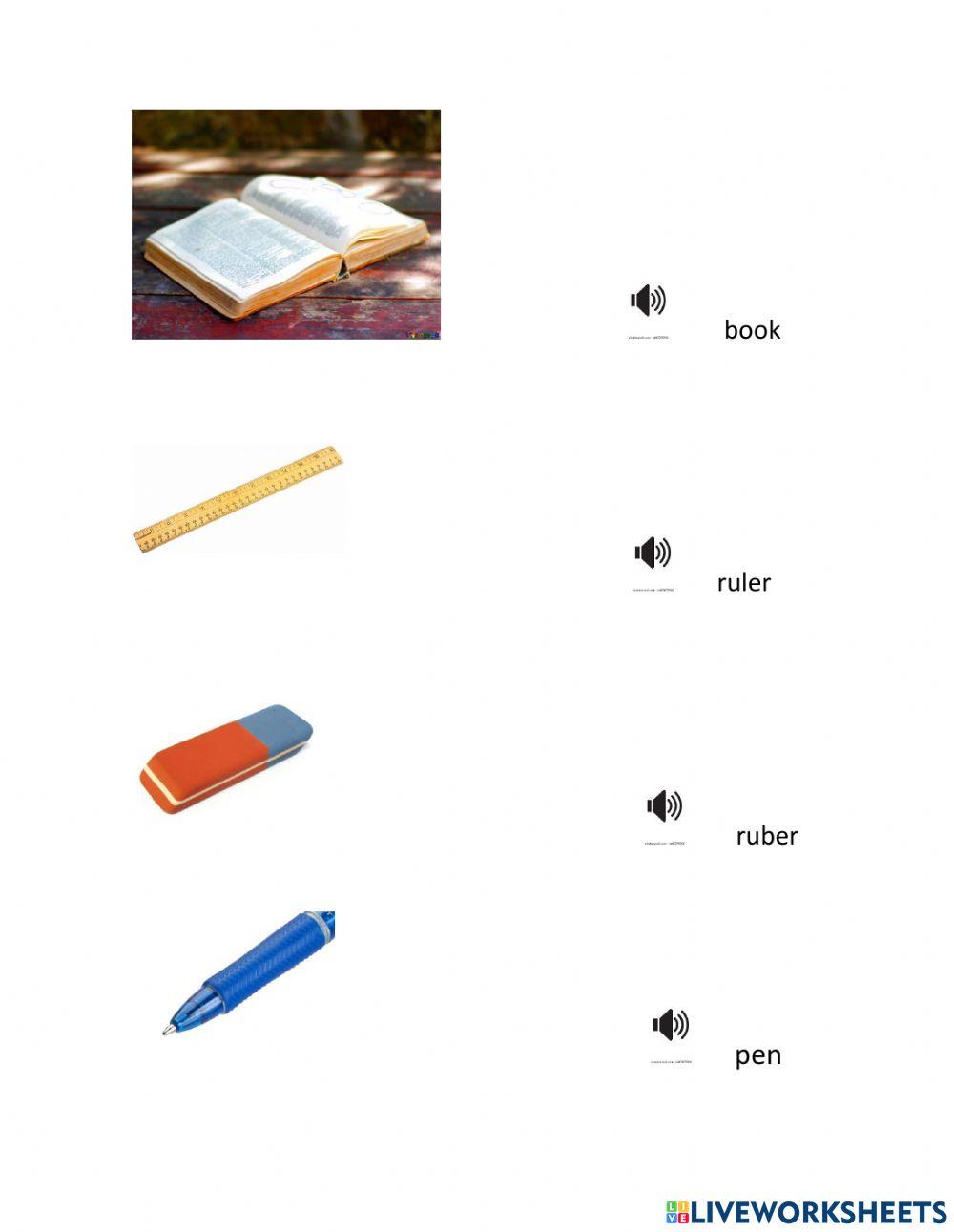 Clasroom items worksheet | Live Worksheets